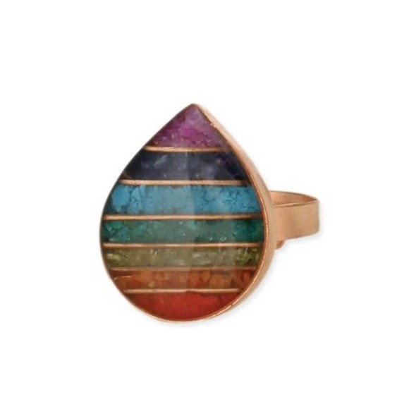 ZAD | Jewelry | Balance Chakra Stone Teardrop Adjustable Ring | Poshmark